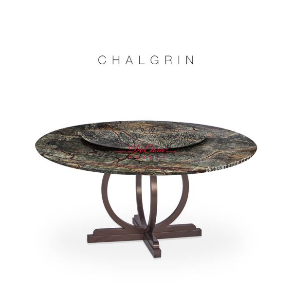 DeCasa Round Marble Dining Table Forest Green (Dark)