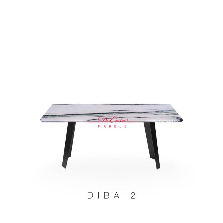 DeCasa Rectangular Marble Dining Table Panda White