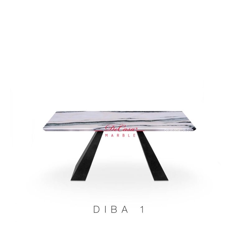 DeCasa Rectangular Marble Dining Table Panda White