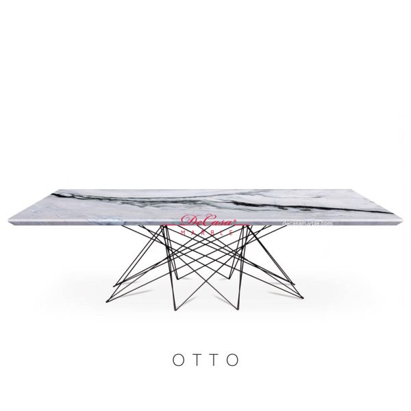 DeCasa Rectangular Marble Dining Table Panda White