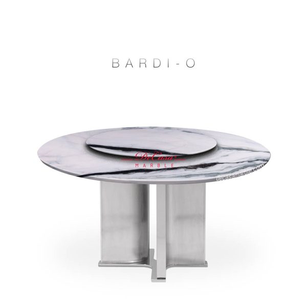 DeCasa Round Marble Dining Table Panda White